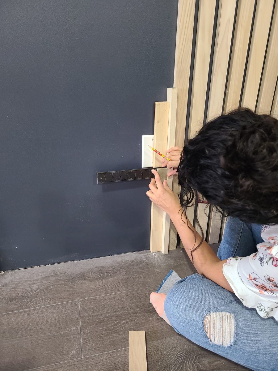 Step by Step DIY Wood Slat Wall - Hana's Happy Home