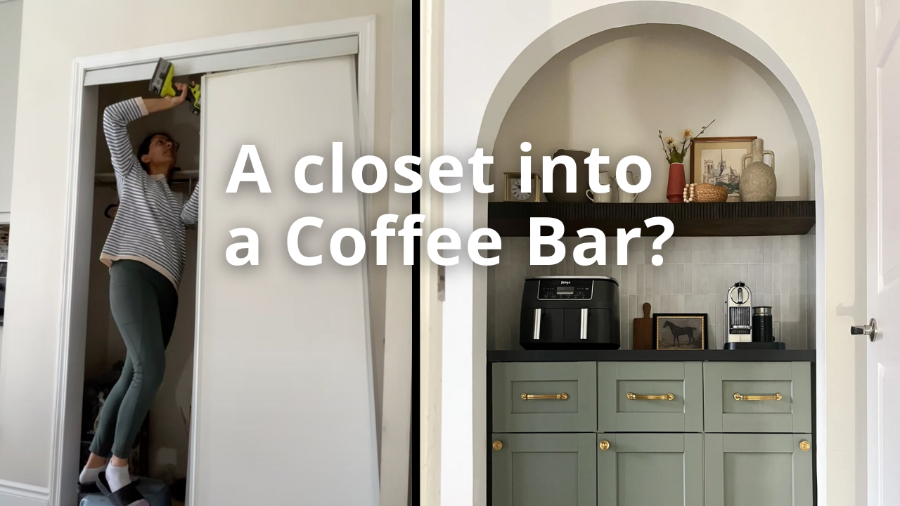 DIY Dream Arch Coffee Bar from a Coat Closet - Hana's Happy Home